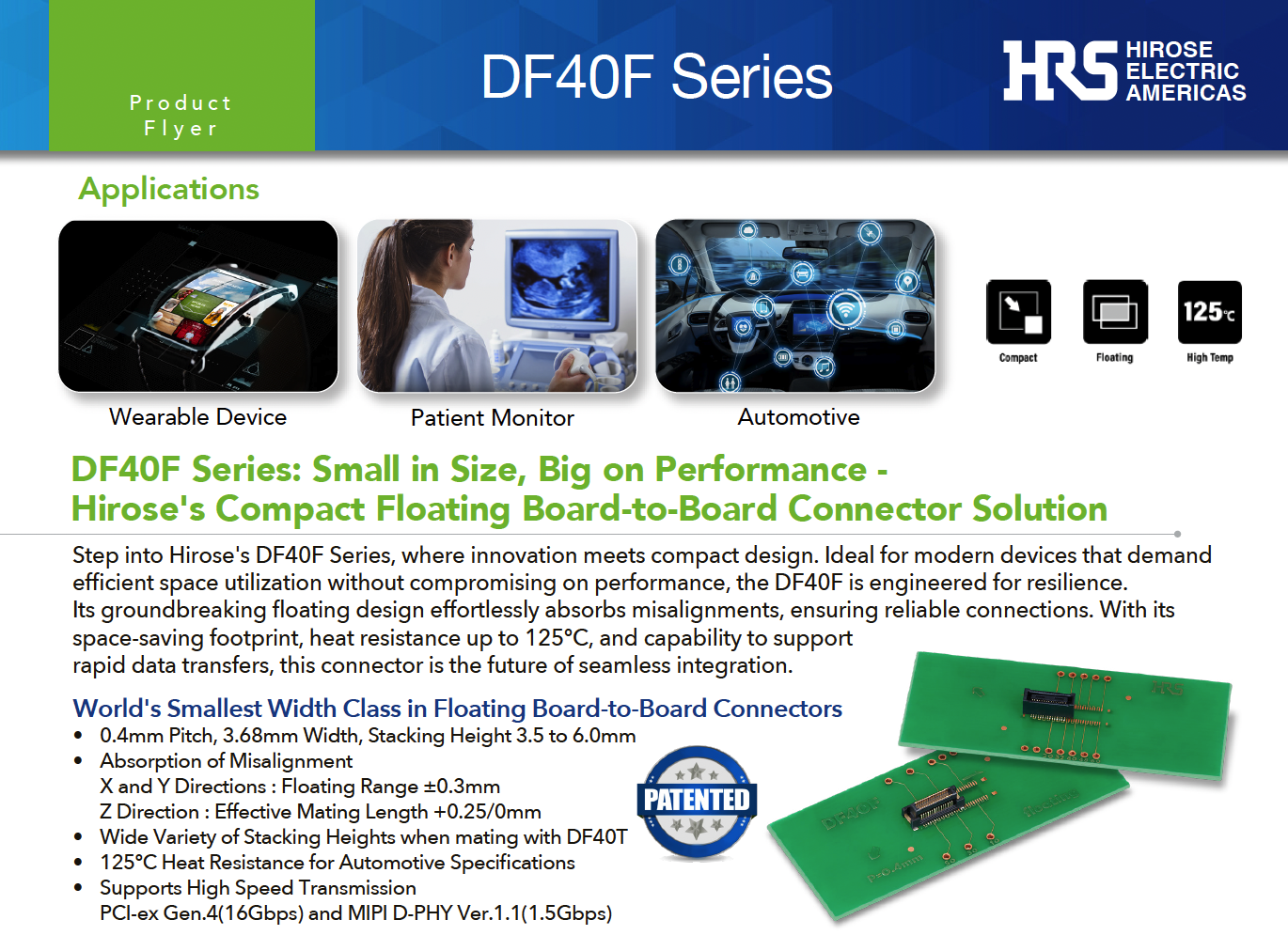 DF40F Series: Small Floating Board-to-Board Connectors by HIROSE